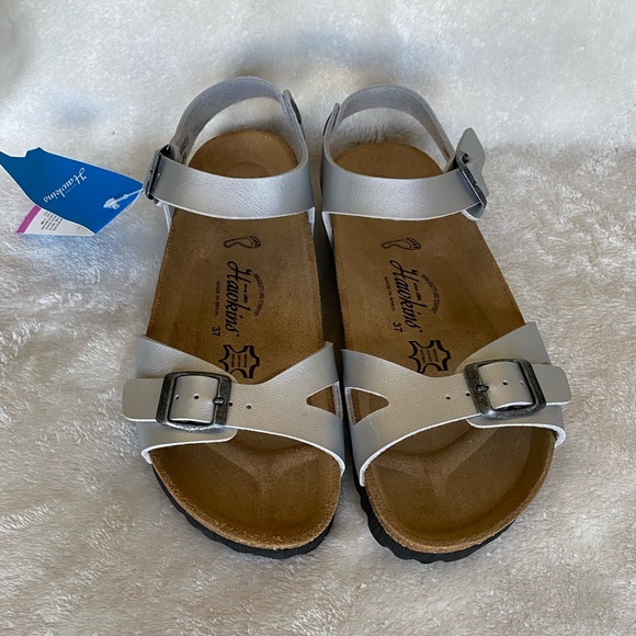 Hawkins | Shoes | Hawkins Silver Birkenstock Style Sandal | Poshmark